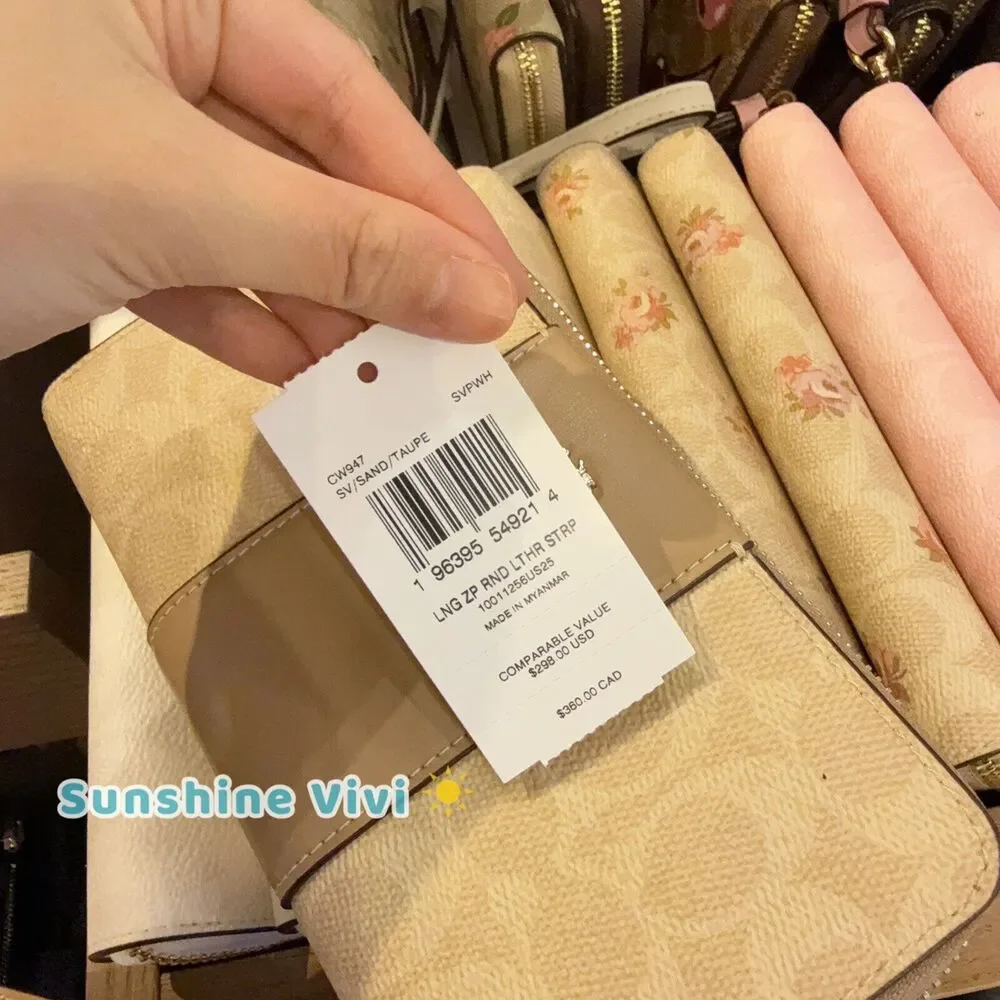 Coach | Bags | Nwt Coach Long Zip Around Wallet Signature Canvas Stripe ...